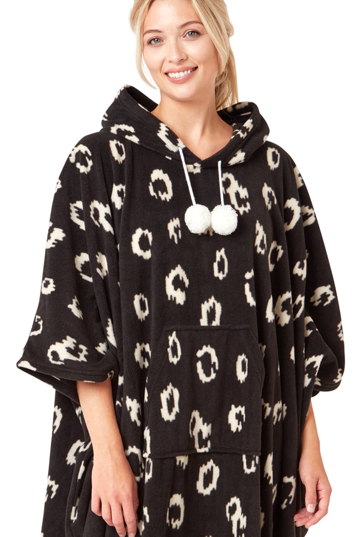 Bold Animal Print Light & Cosy Poncho – Indigo Sky