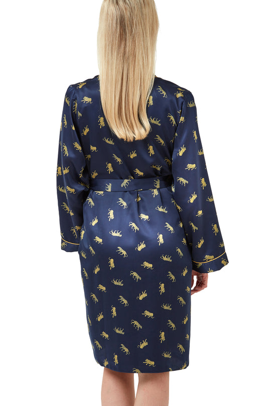 Tiger Satin Wrap Navy | Marlon – Indigo Sky