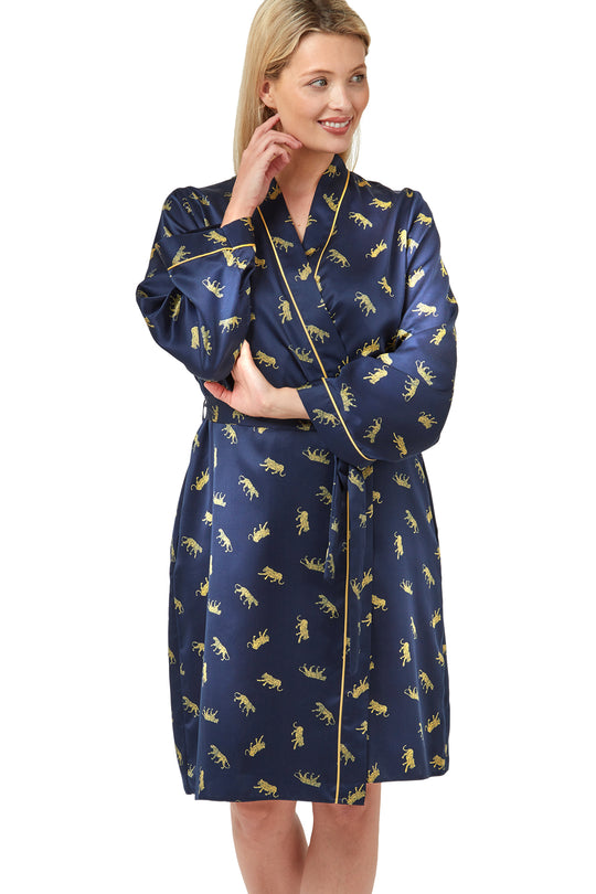 Tiger Satin Wrap Navy | Marlon – Indigo Sky